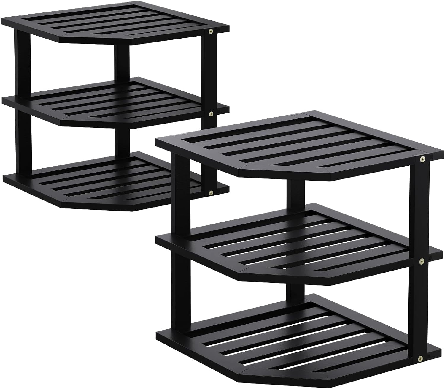 3 Tier Bamboo Corner Shelf(2 Pack),Dish Drying Rack,Plate Organizer ...