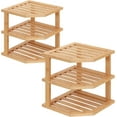 3 Tier Bamboo Corner Shelf(2 Pack),Plate Organizer,Dish Drying Rack ...