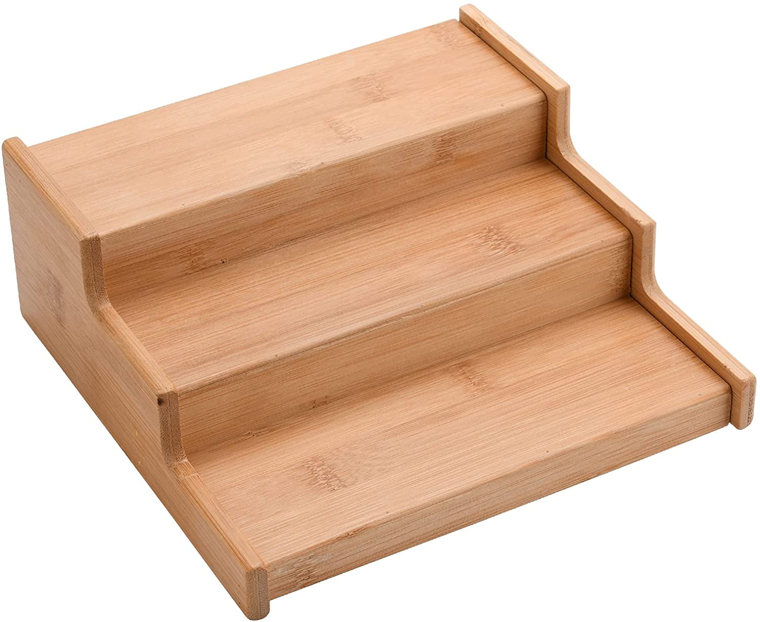3-Tier Bamboo Expandable Spice Rack, Step Shelf Cabinet Organizer Step ...