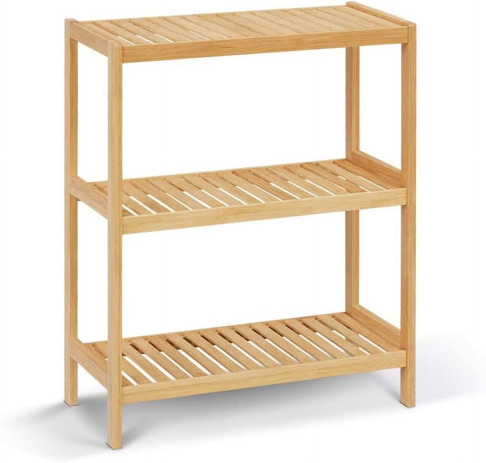 3-Tier Bamboo Freestanding Shelf Unit, Multifunctional Small Bookshelf ...