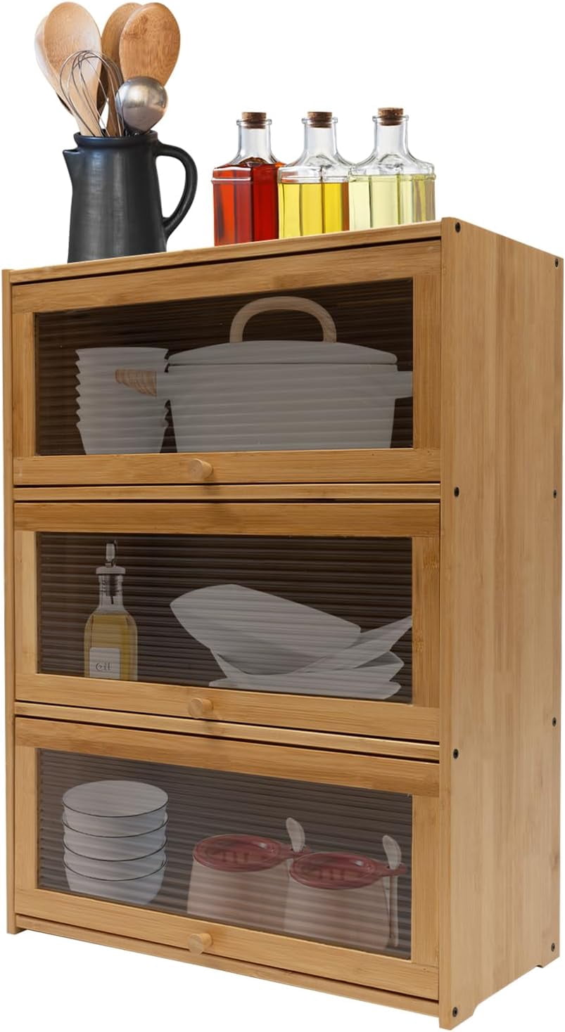 3 Tier Bamboo Kitchen Pantry Sideboard, Small Kitchen Sideboard Storage ...