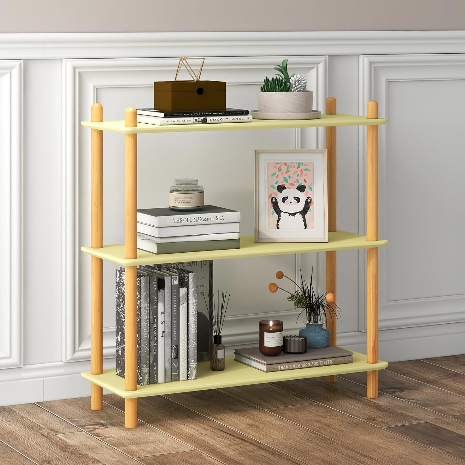 3-Tier Bamboo Shelf Bookcase Modern Open Bookshelf Free Standing ...