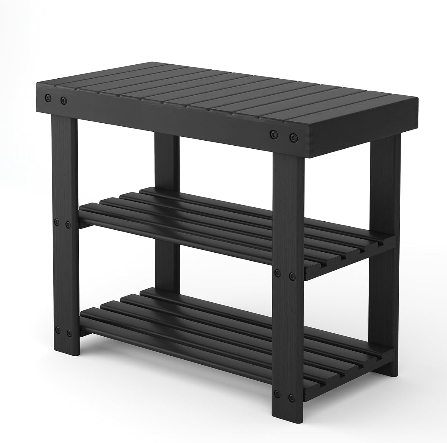 3-Tier Bamboo Shoe Rack Bench, Free Standing Wooden Storage Organizer ...
