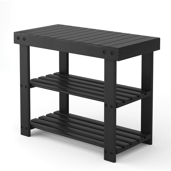 3-Tier Bamboo Shoe Rack Bench, Free Standing Wooden Storage Organizer ...