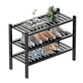 3 Tier Bamboo Shoe Rack Free Standing Closet Organizer Stackable Wood ...