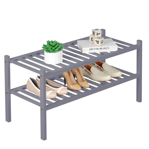 3 Tier Bamboo Shoe Rack Free Standing Closet Organizer Stackable Wood ...