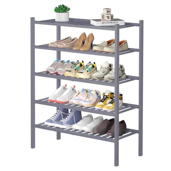 3 Tier Bamboo Shoe Rack Free Standing Closet Organizer Stackable Wood ...