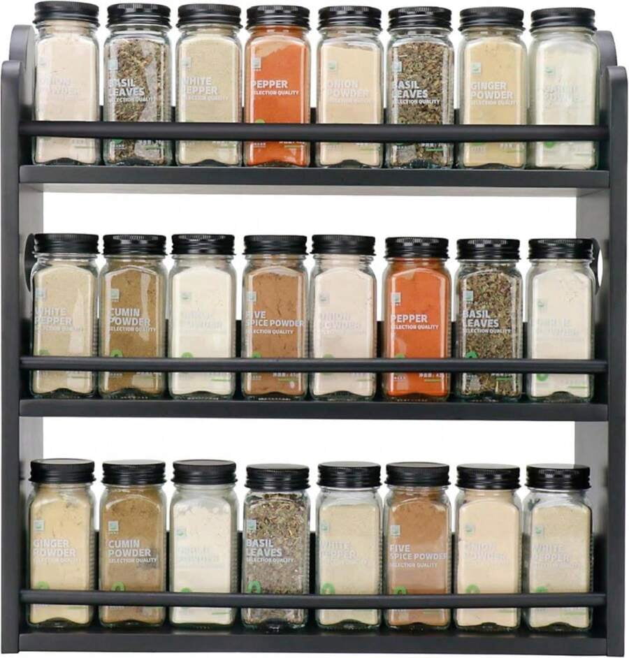 3 Tier Bamboo Spice Rack, Spice Rack Organizer, Seasoning Jars Rack ...