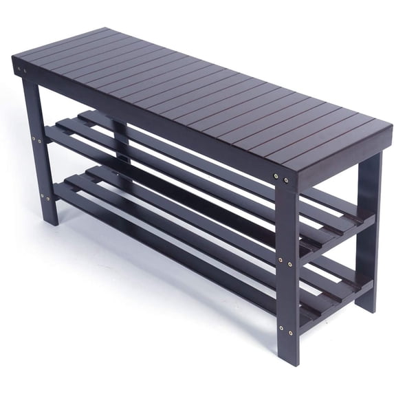 3 Tier Bamboo Stool Shoe Rack, Entryway Shoe Bench Organizer, Bamboo ...