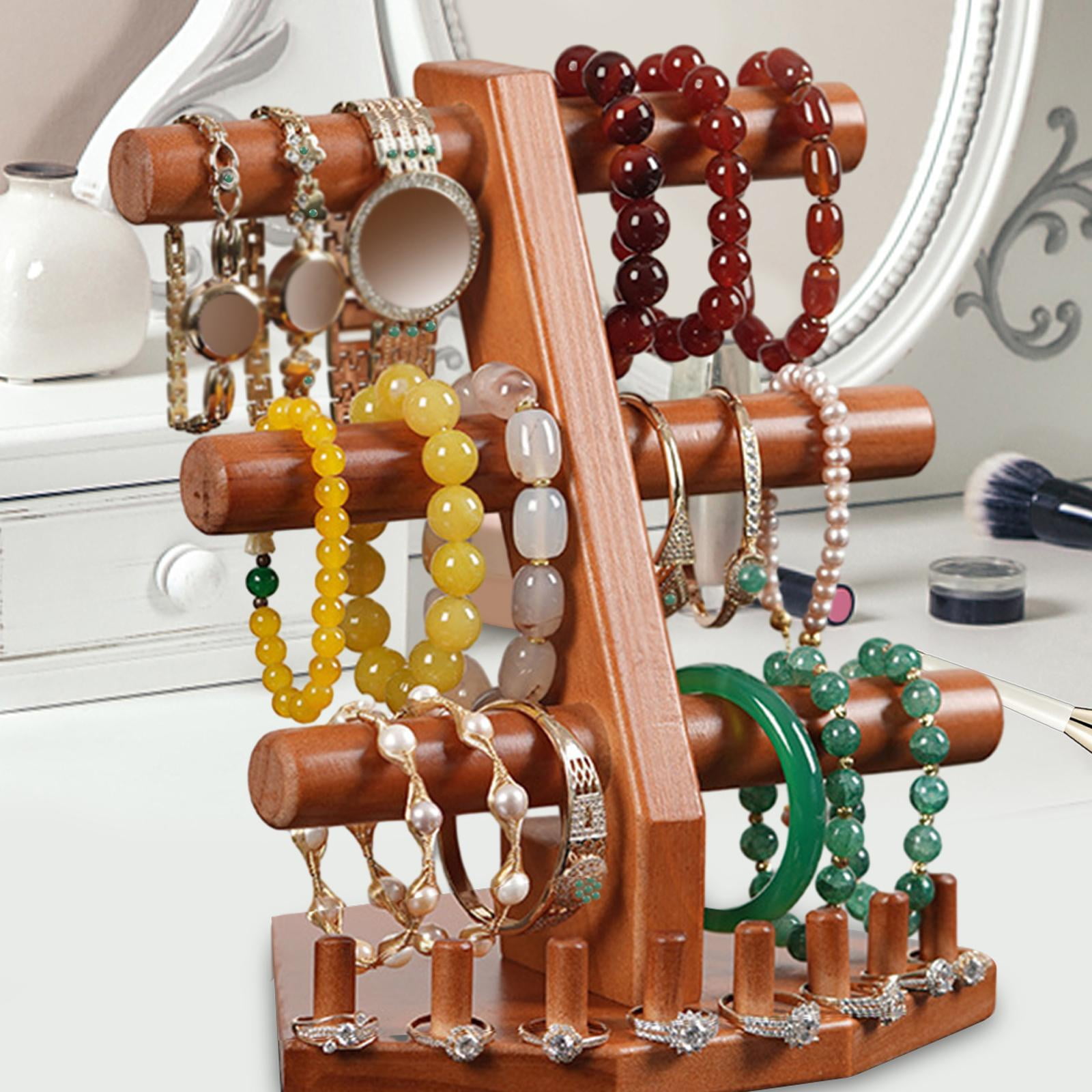 3 Tier Bangle Rack Wooden Bracelet Holder Desk Storage Organizer, Watch ...