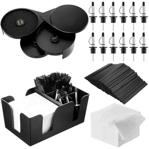 3 Tier Bar Glass Rimmer Bartender Tool with 12 Pcs Stainless Steel ...