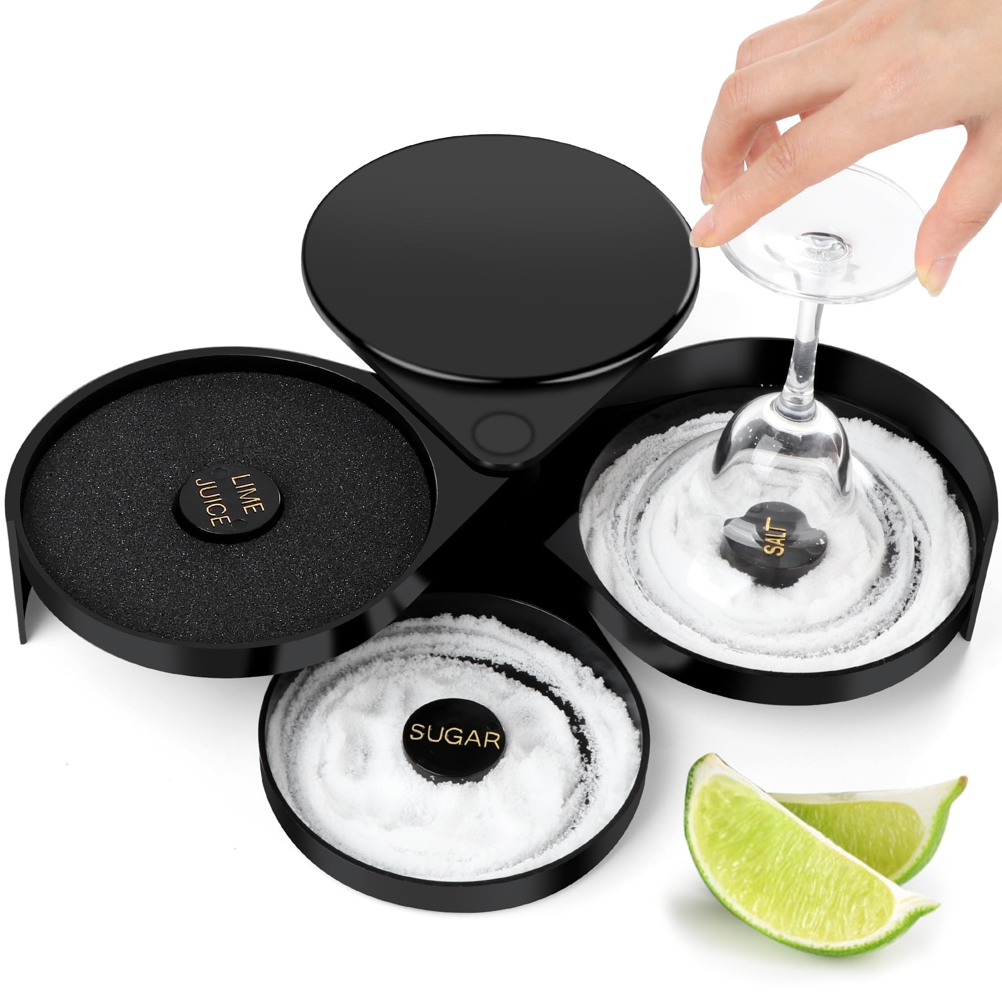 Kusmil 3 Tier Bar Glass Rimmer for Salt, Sugar, Lime Juice, Cocktail ...