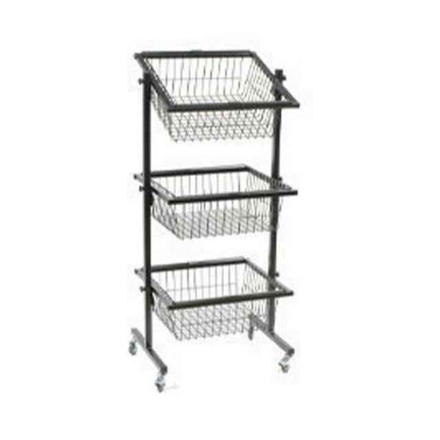 3 Tier Basket Display Rack in Black 16 W x 7 D x 17.5 H Inches with ...