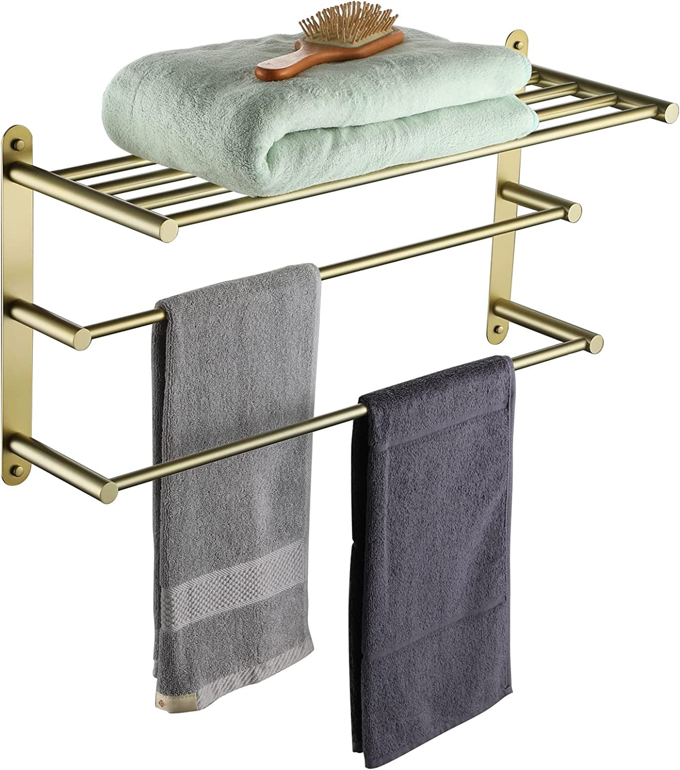 3 Tier Bath Towel Rack 24 Inch Wall Mounted Rack with Towel Bars Towel ...