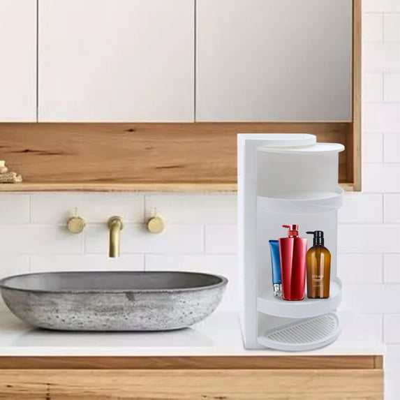 3 Tier Bathroom Corner Shelf 360° Rotating Triangle Rack Storage Holder ...