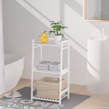 UTEX 3-Tier Ladder Shelf, Standing Storage Spacesaver, Open Wood Unit ...