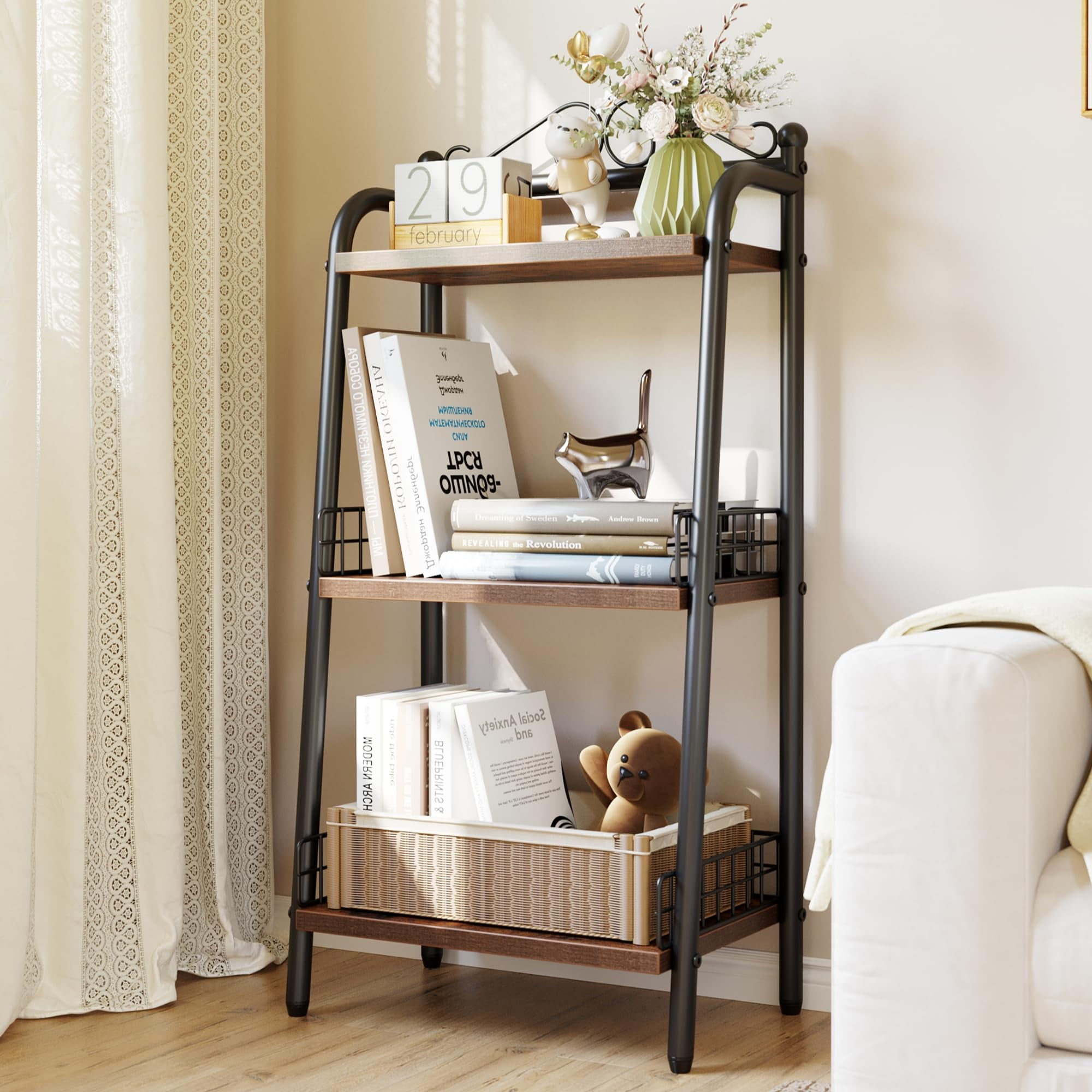 3 Tier Bathroom Ladder Shelf, Free Standing Storage Shelves Organizer ...