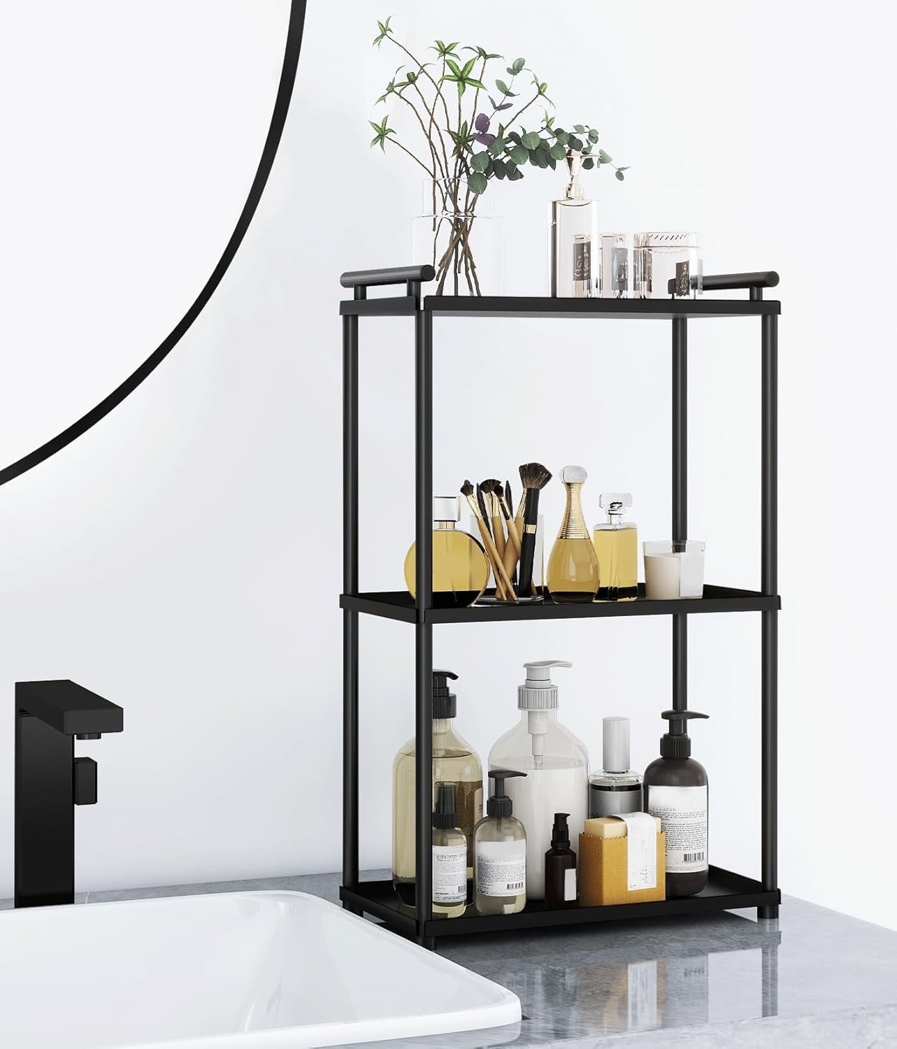 3 Tier Bathroom Organizer Countertop, Metal Perfume Tray and Vanity ...