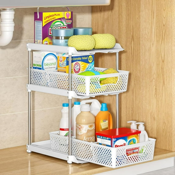 3 Tier Bathroom Organizers and Storage, UPGRADE WIDER BOLDER, Pull Out ...