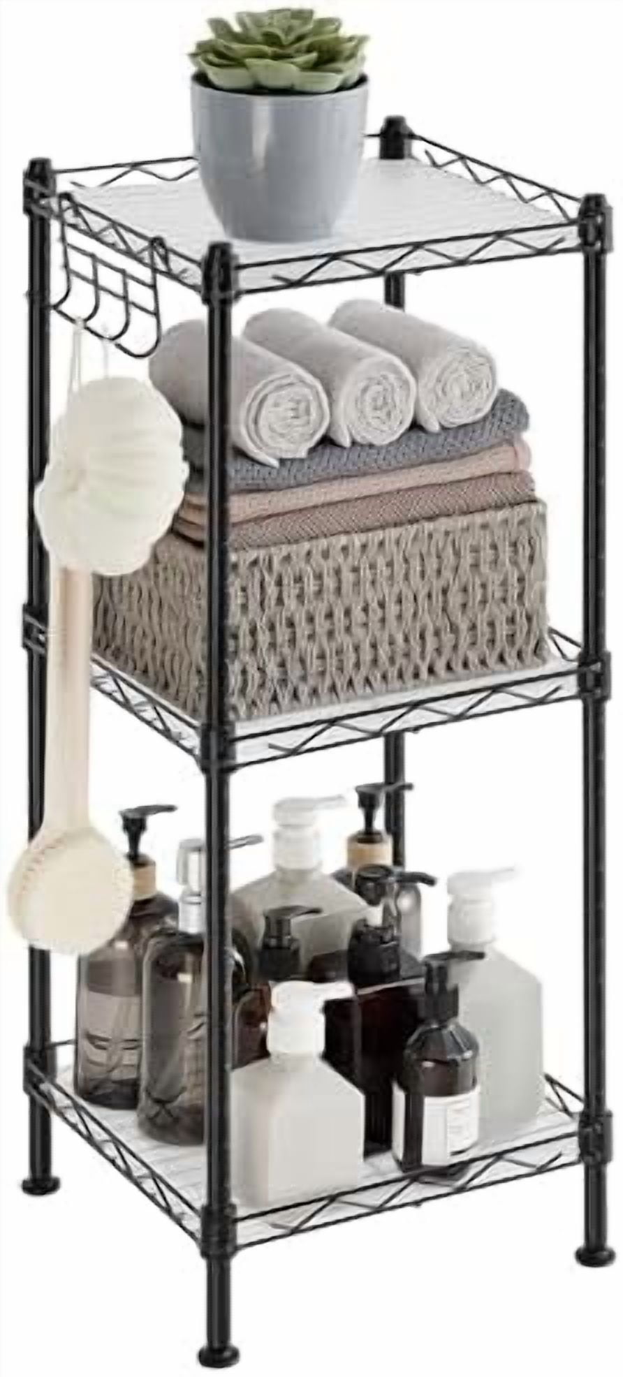 3-Tier Bathroom Shelf, Storage Rack for Small Space, with 3 PP Shelf ...