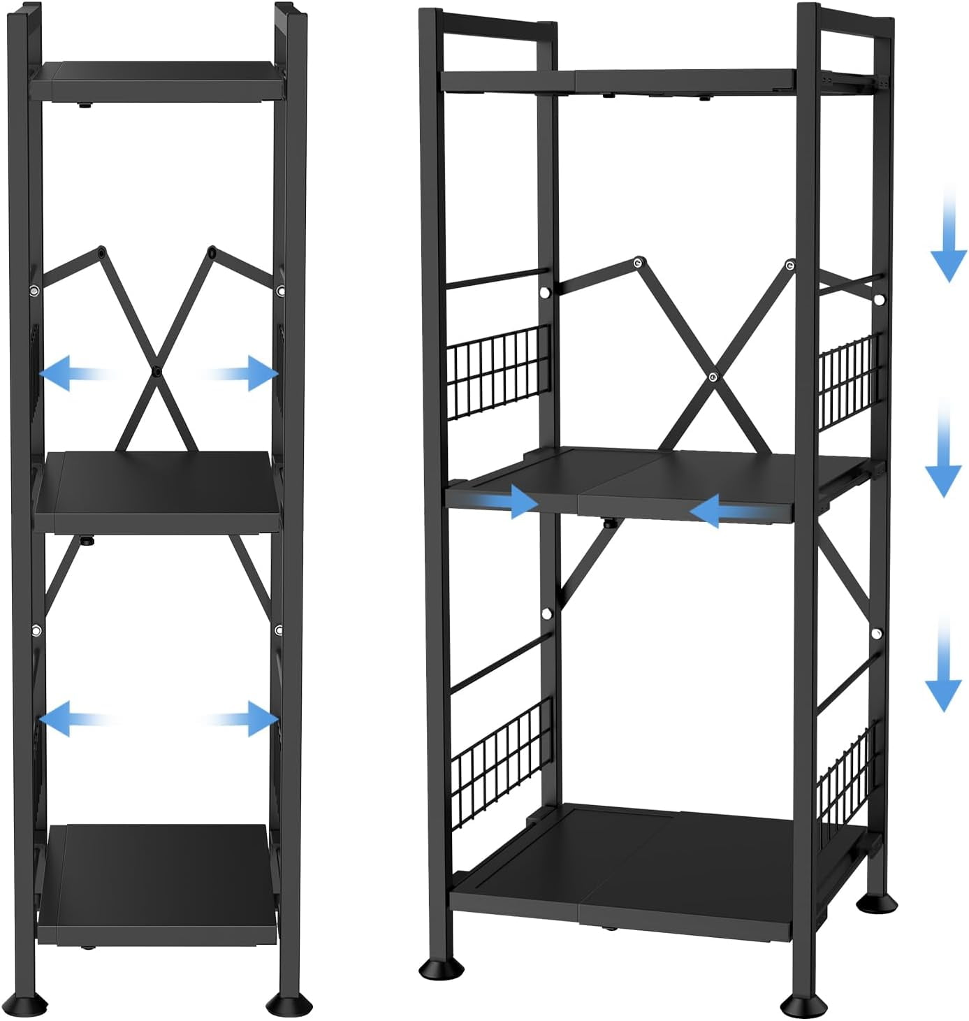 3-Tier Bathroom Shelves Expandable Narrow Shelf Open Floor Storage Rack ...