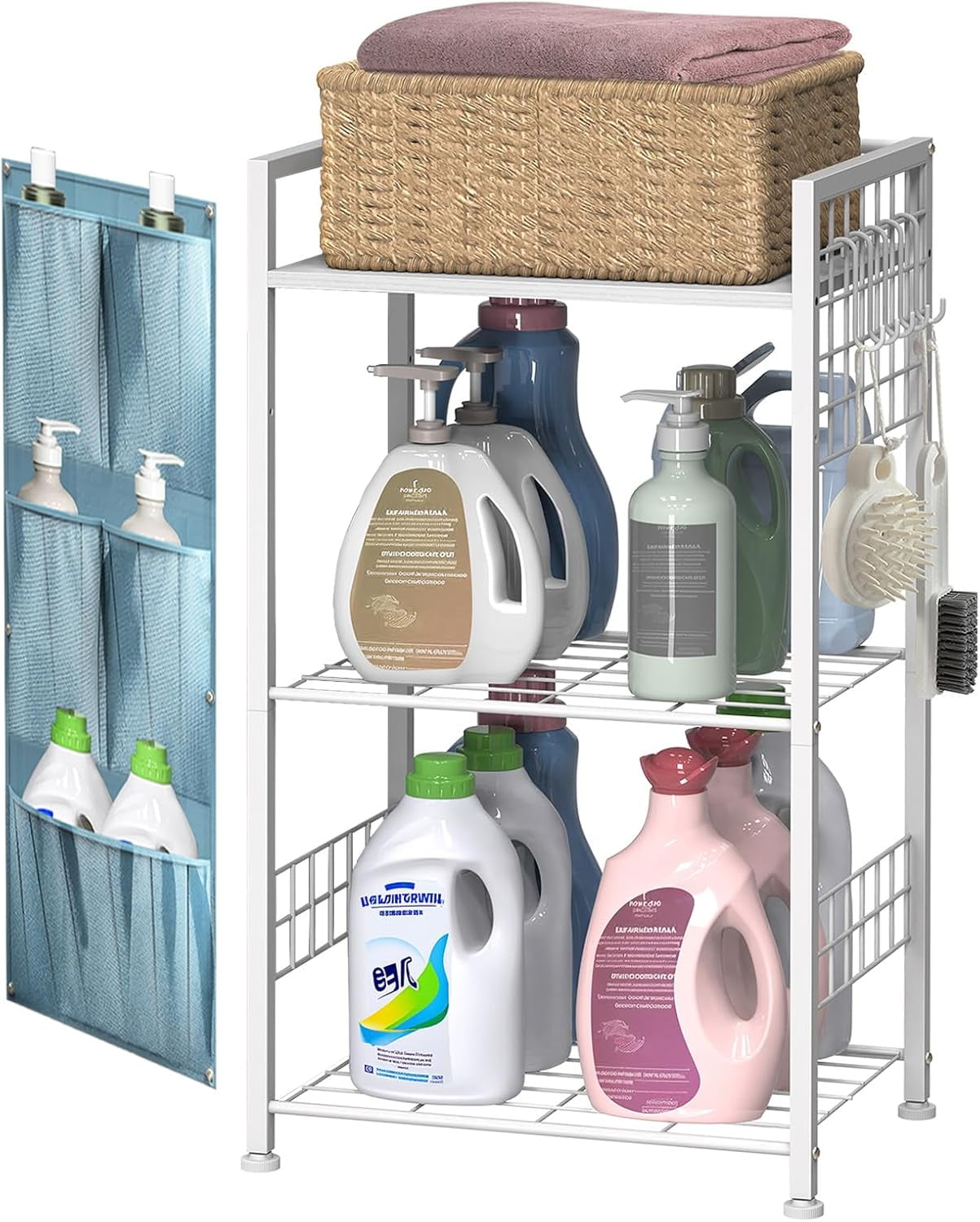 3-Tier Bathroom Shelves, Laundry Shelf, Laundry Room Storage Rack with ...