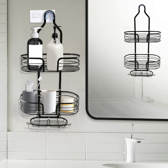 3 Tier Bathroom Shower Caddy Hanging Organizer Over Shower Head Storage ...