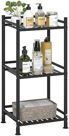 3 Tier Bathroom Storage Open Shelf Unit, Free-Standing Metal Corner ...