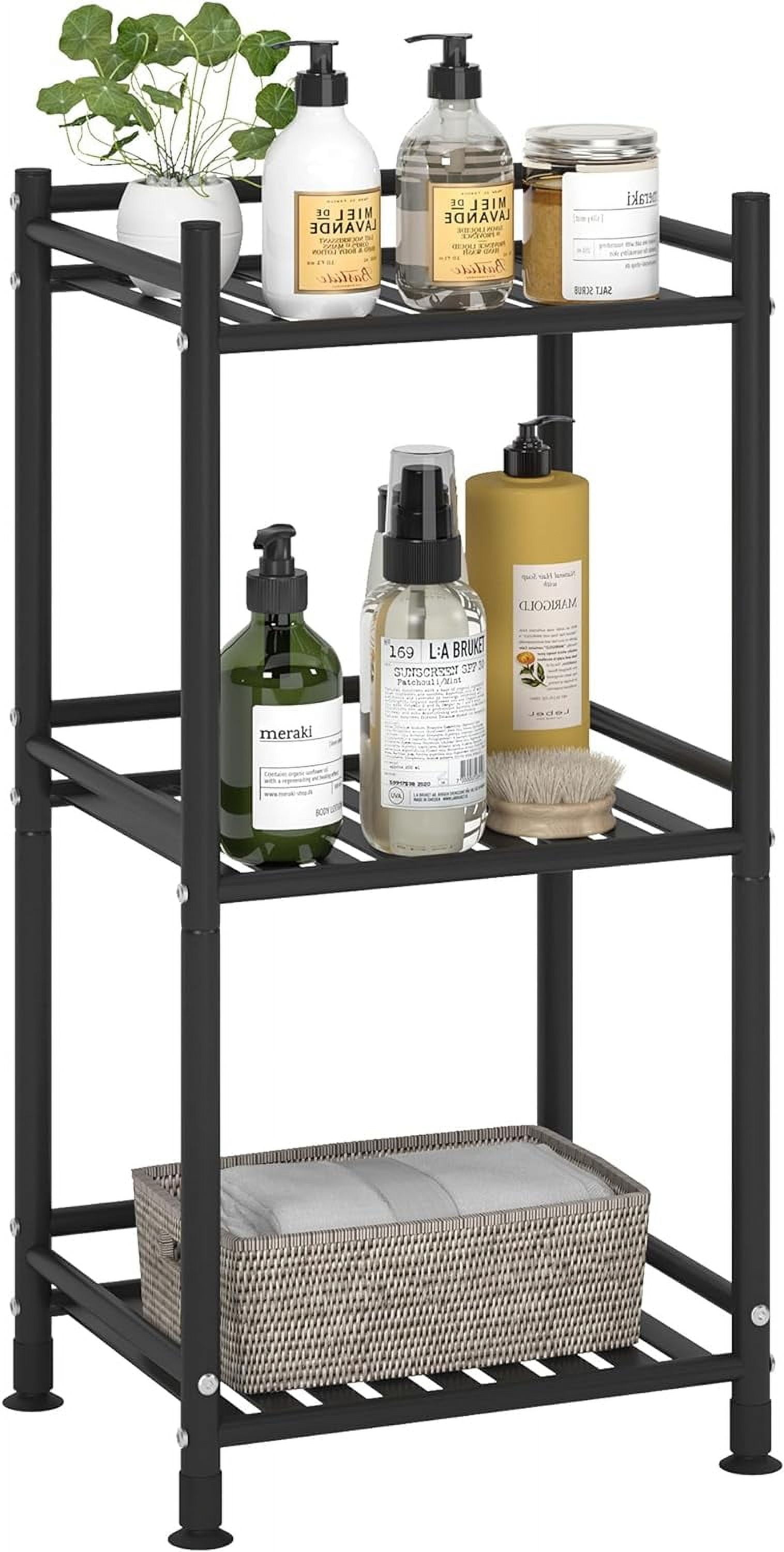 3 Tier Bathroom Storage Open Shelf Unit, Free-Standing Metal Corner ...