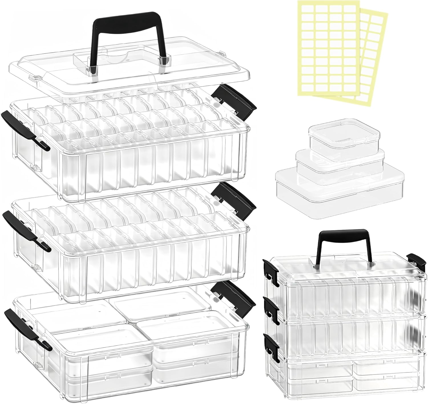 3-Tier Bead Organizer Box, 58 Pcs Stackable Storage Containers (8L+20M ...