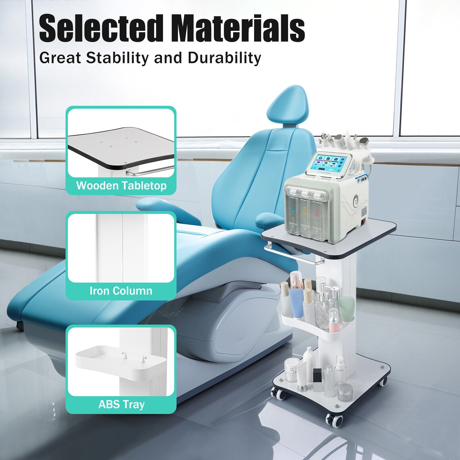 3 Tier Beauty Salon Stand Rolling Cart SPA Beauty Machine Holder ...