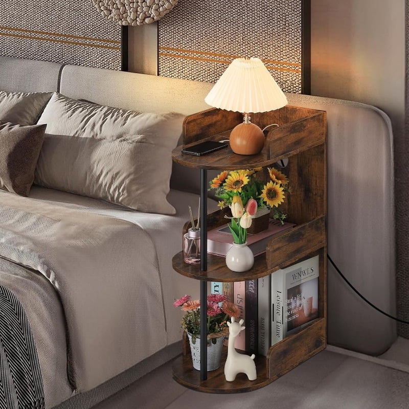 3-Tier Bedside Table with Charging Dock and Wheels - Walmart.com