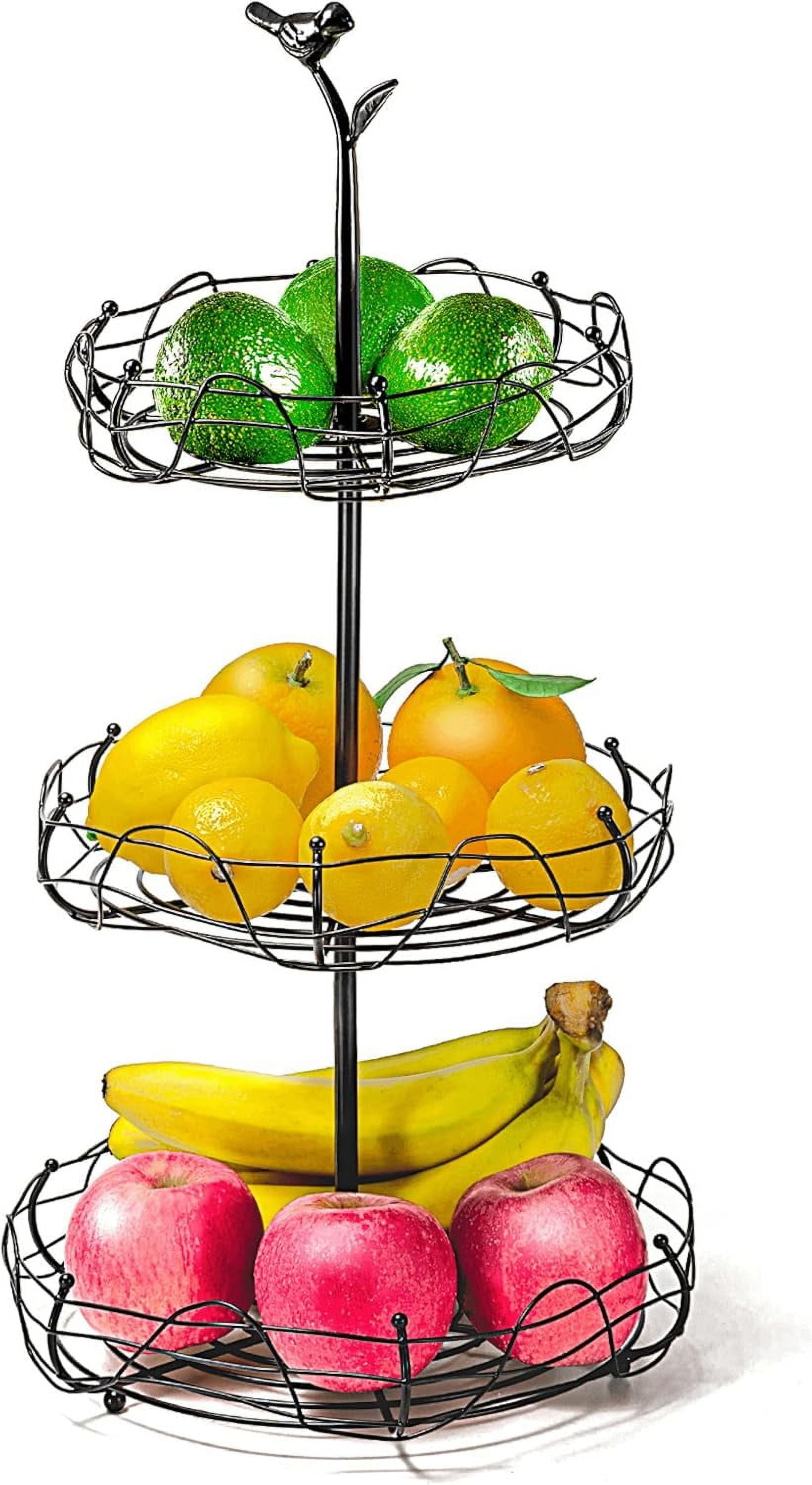 3-Tier Bird Nest Fruit Basket Stand with Cute Handle - Multi-Functional ...