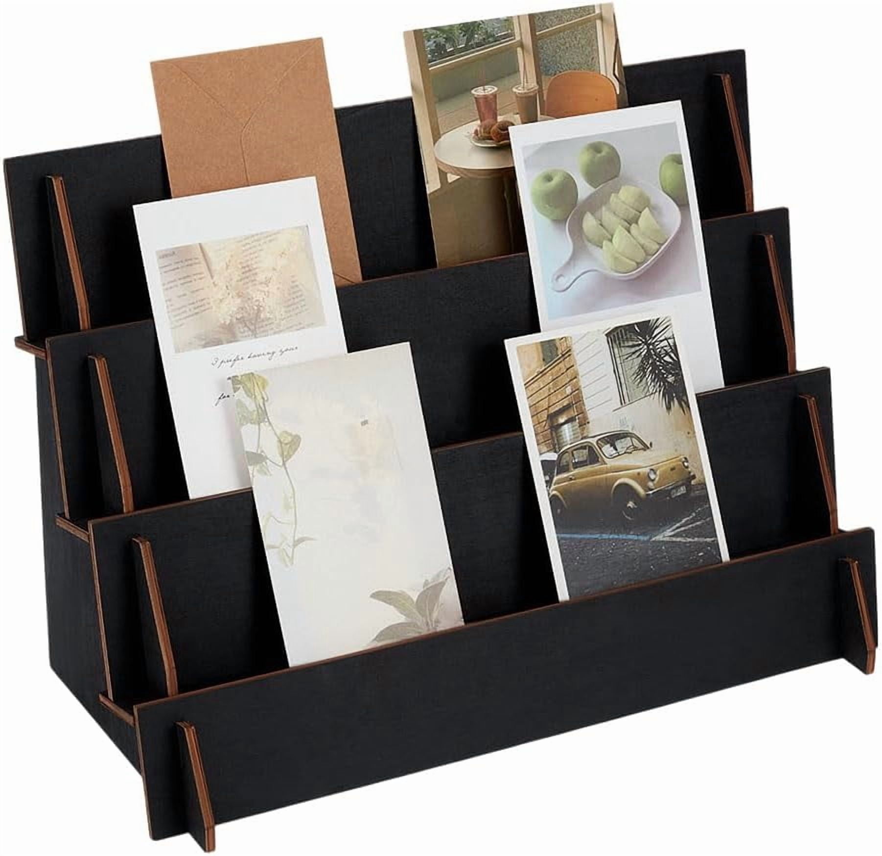 3-Tier Black Greeting Card Display Stand Organizer Postcard Display ...