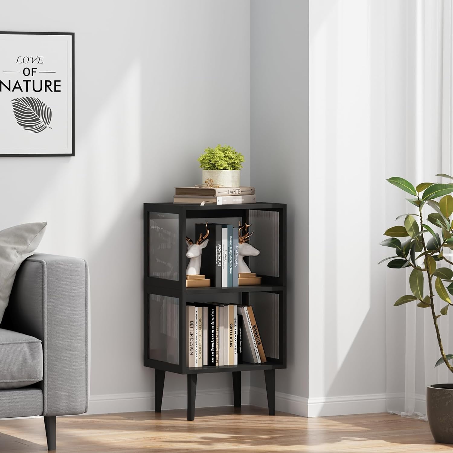 3 Tier Book Shelf, 3 Cube Bookcase, Bookshelf Storage Organizer with ...