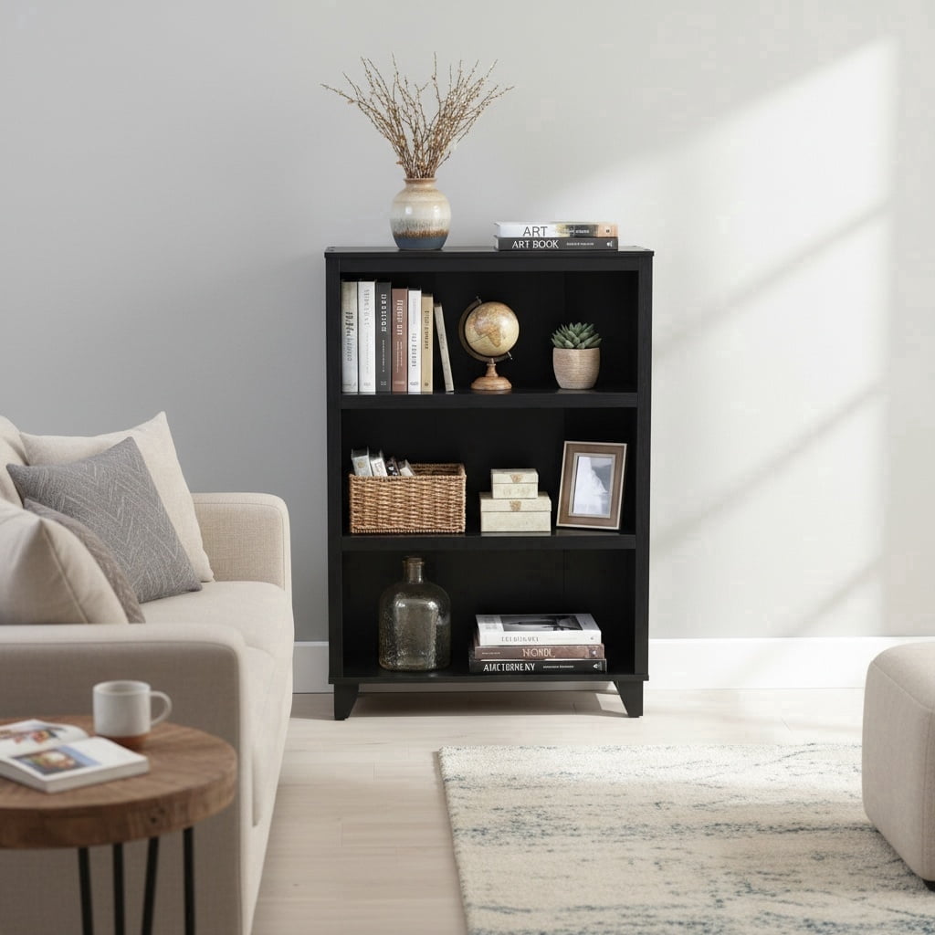 3-Tier Bookcase with Adjustable Shelves，27.56"W x 11.83"D x 40.16"H ...