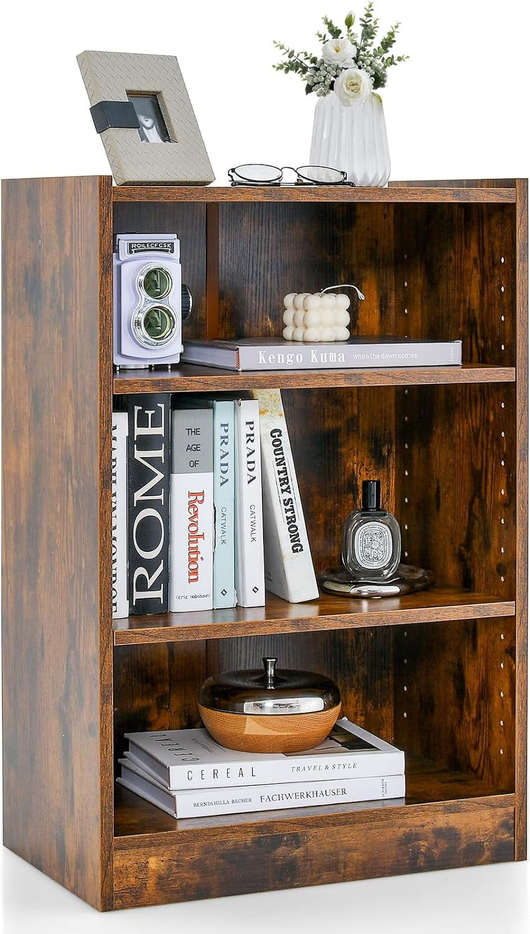 3 Tier Bookcase, Floor Standing Open Bookshelf with 18-Position ...