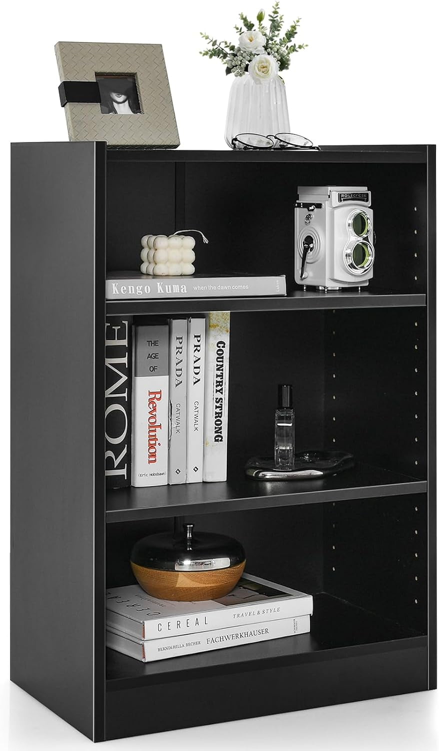 3 Tier Bookcase, Floor Standing Open Bookshelf with Position Adjustable ...