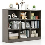 3 Tier Bookcase, Modern Bookshelf with 8 Storage Cubes, Wood Storage ...