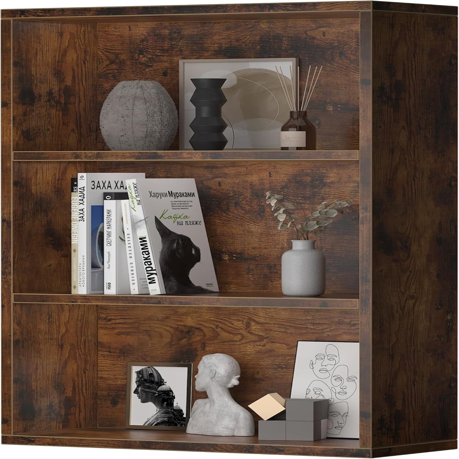 3 Tier Bookcase Open Bookshelf with Storage Shelf Small Bookshelf ...