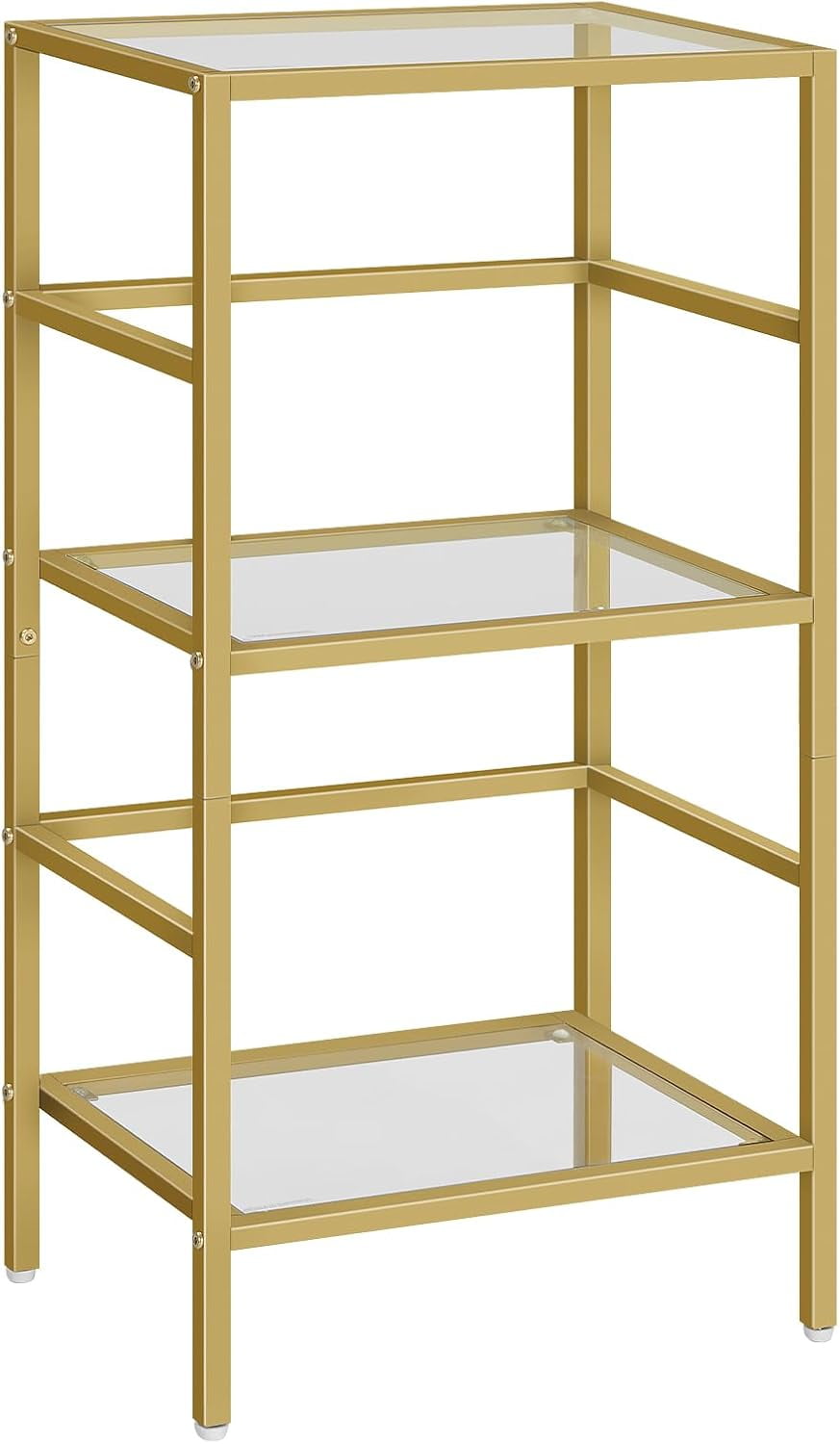 3-Tier Bookcase, Tempered Glass Bookshelves, Record Storage Rack with ...