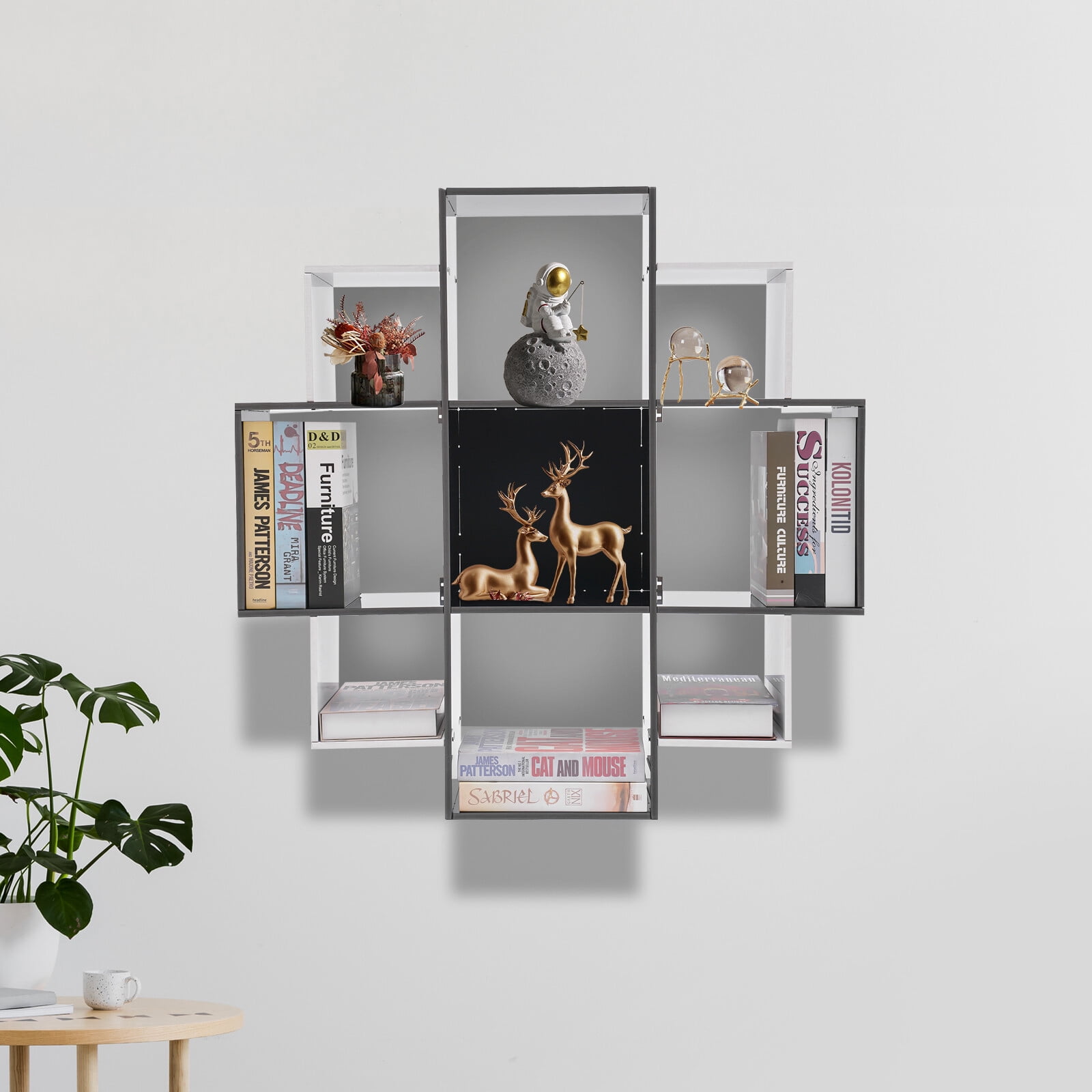 3-Tier Bookcase Wall Mounted Book Shelf Modern Floating Shelf Bookcase ...