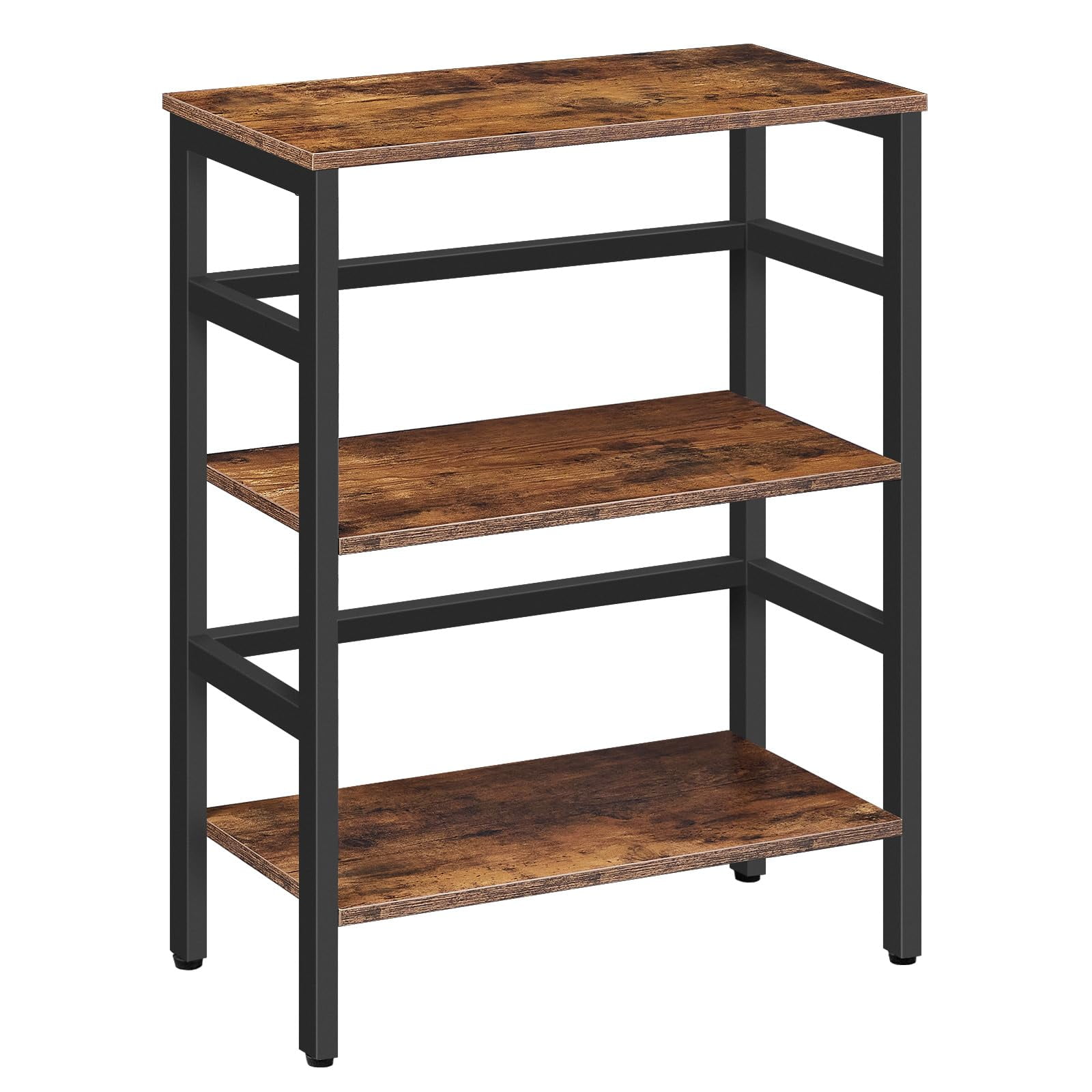 3 Tier Bookshelf, 23.6"L Industrial Bookcase, Record Storage Rack with ...