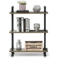 3-Tier Bookshelf, 30" Industrial Bookcase with Metal Pipes for Living ...