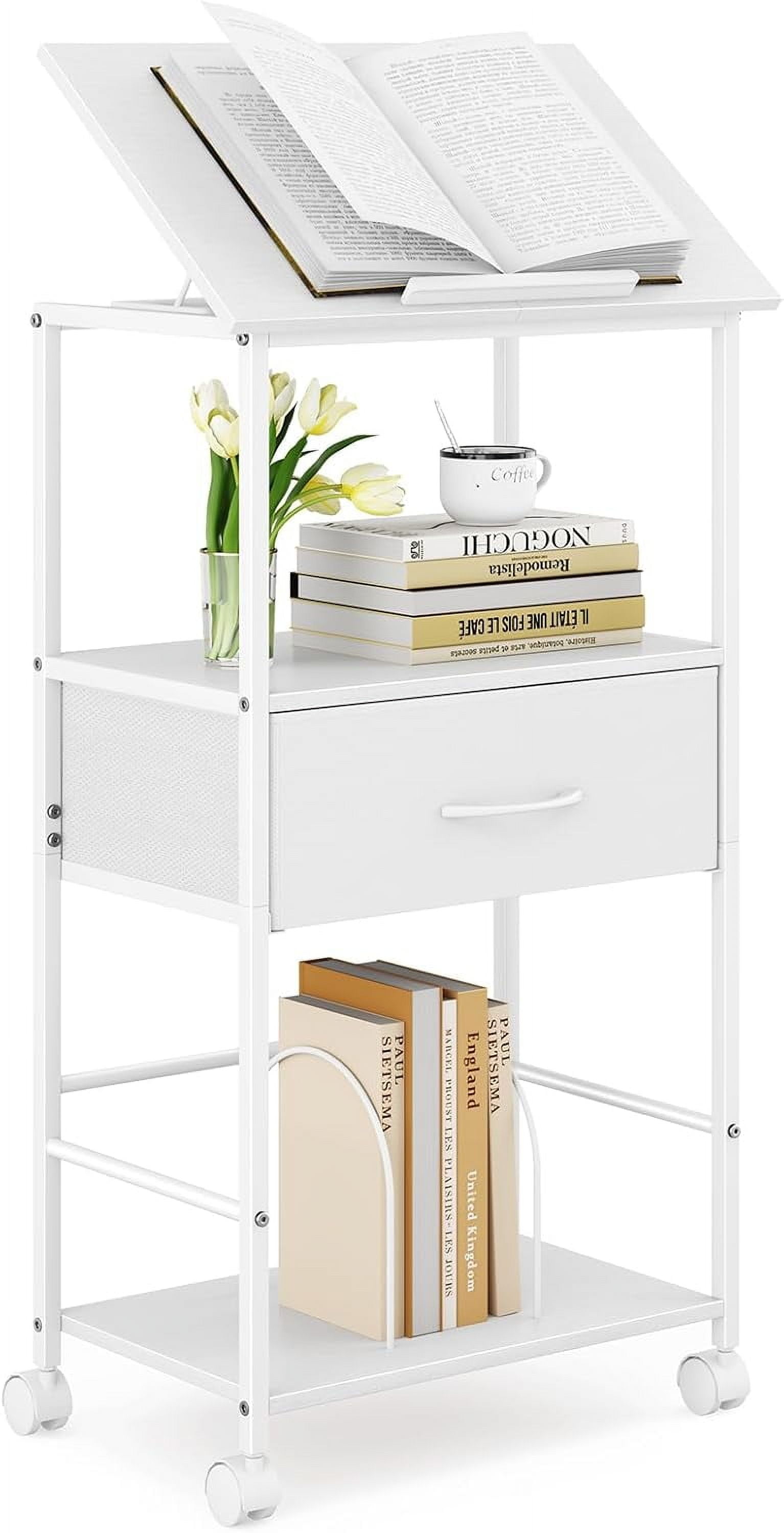 3-Tier Bookshelf with Adjustable Flip Top, Living Room Industrial ...