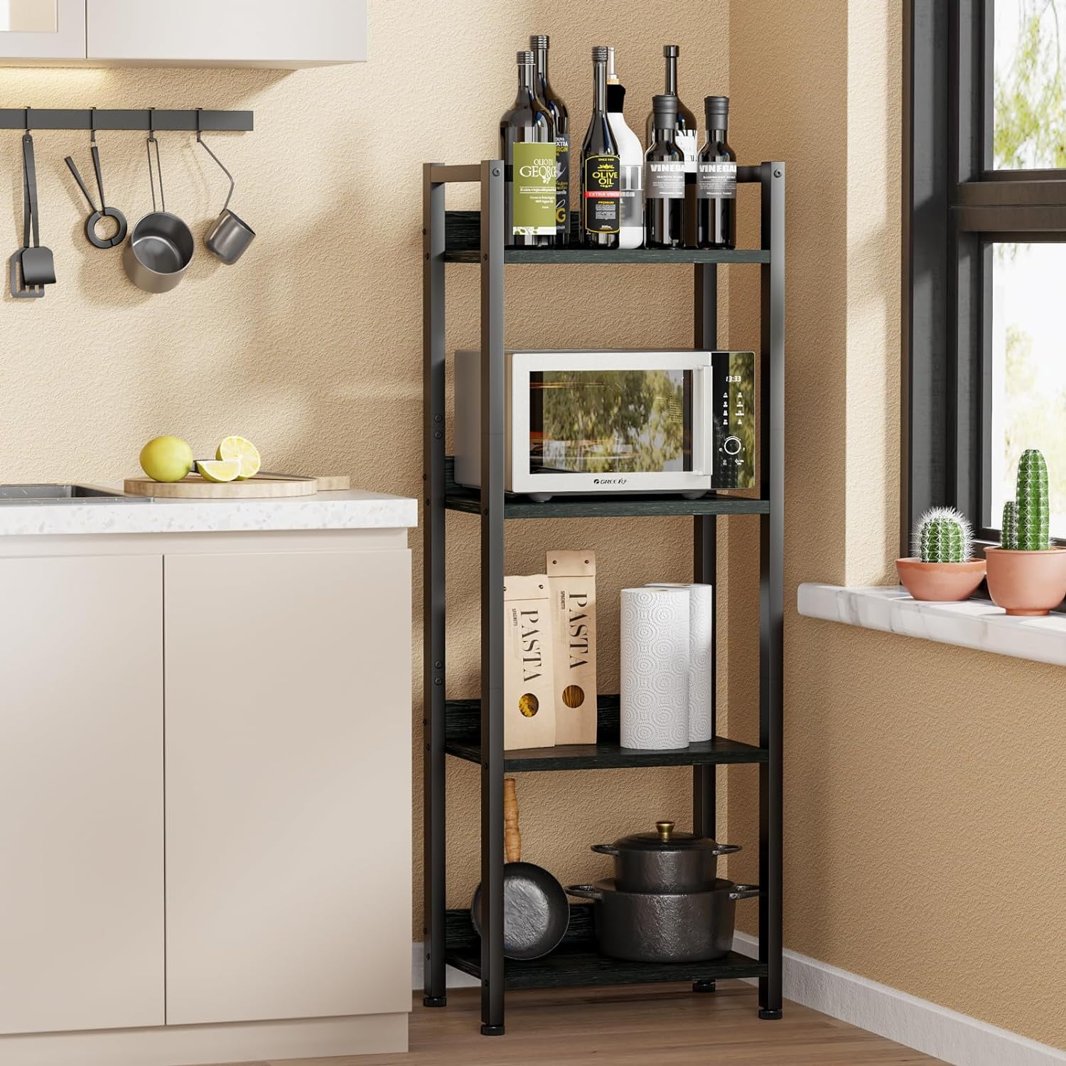 3 Tier Bookshelf with Drawer, Small Bookcase with Shelves, Short Wood ...