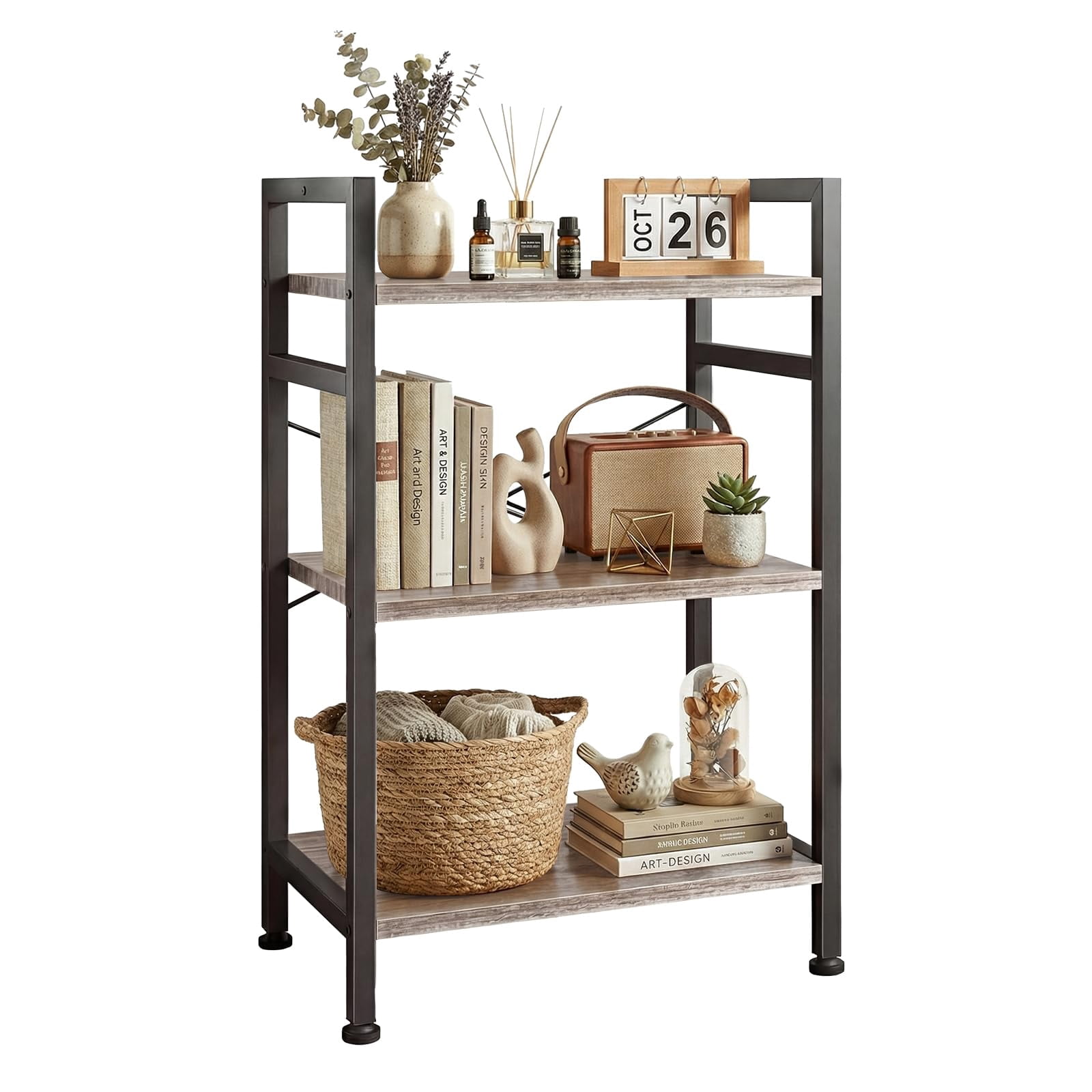 3 Tier Bookshelf Free Standing Wooden Bookcase With Open Storage ...