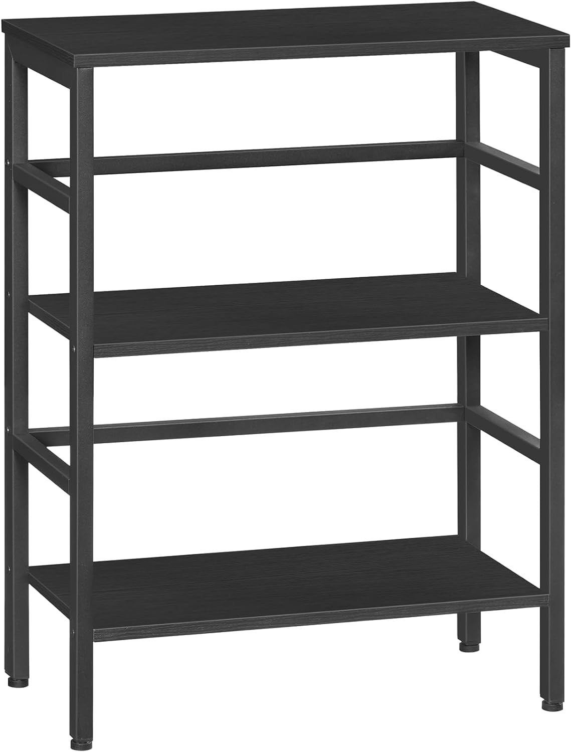 3 Tier Bookshelf, Industrial Bookcase, Record Storage Rack with Side ...