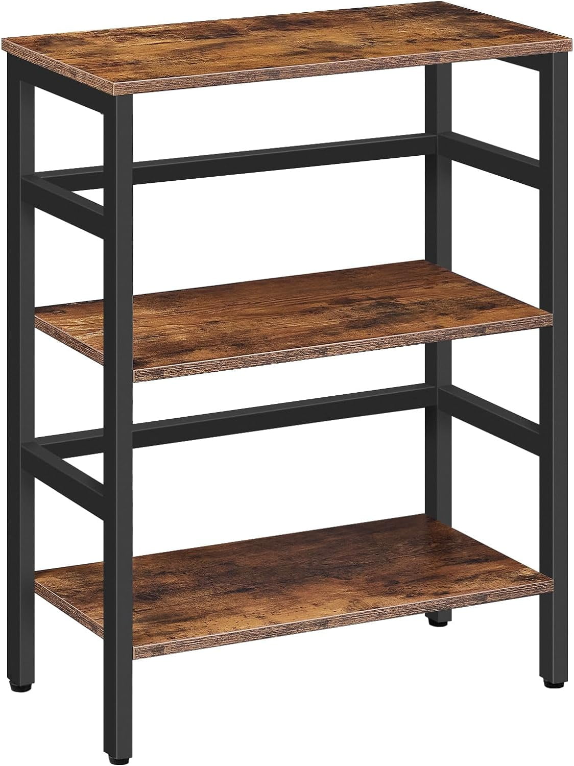 3 Tier Bookshelf, Narrow Bookshelf, Record Storage Rack with Side Fence ...