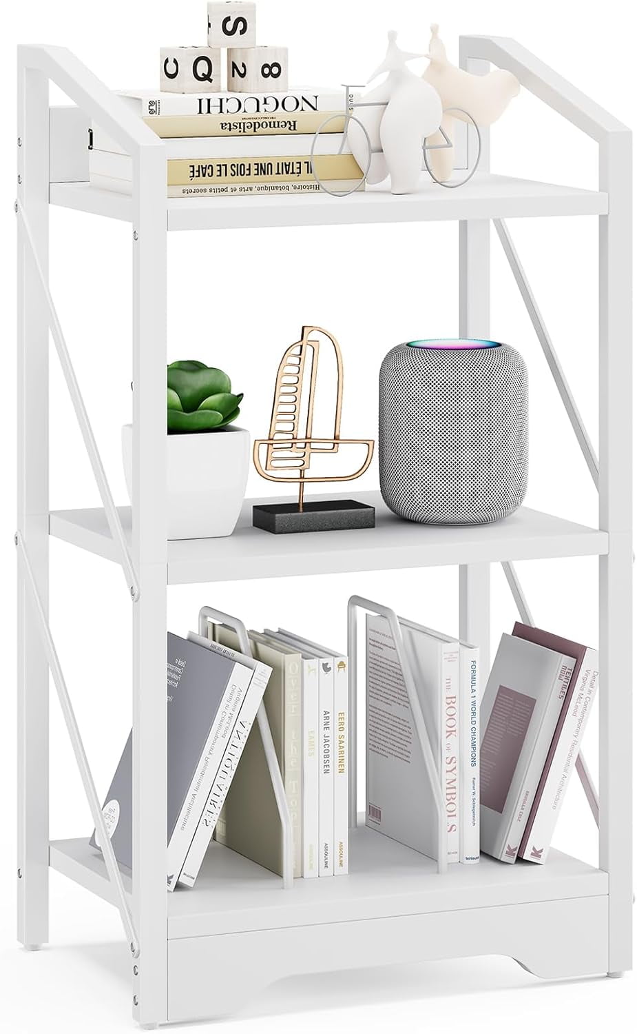 3 Tier Bookshelf, Small Book Shelf Industrial Bookshelf, Wood Short ...